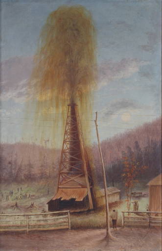 Original 19th C Folk Art First Us Oil Well 1859 Titusville Pa Pennsylvania