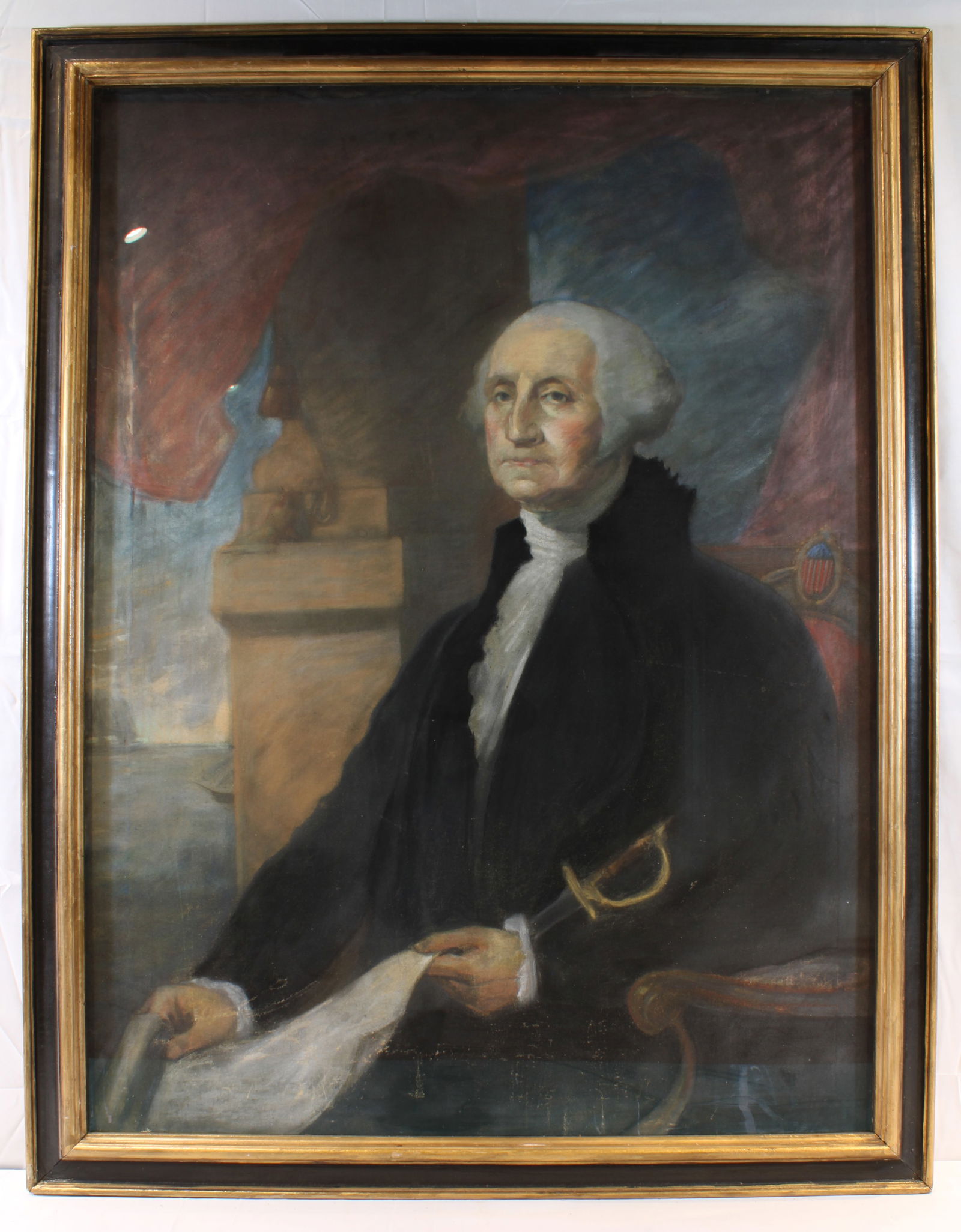 Early Large 19th C Pastel George Washington W/ Sword After Gilbert ...