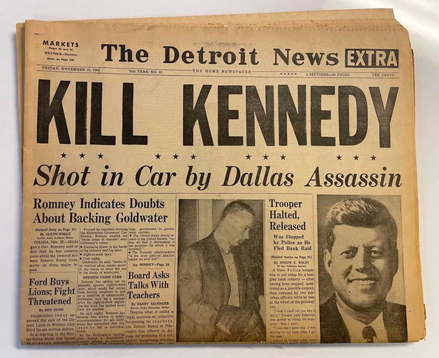 Rare Detroit News Kill Kennedy 11/22/1963 Vintage