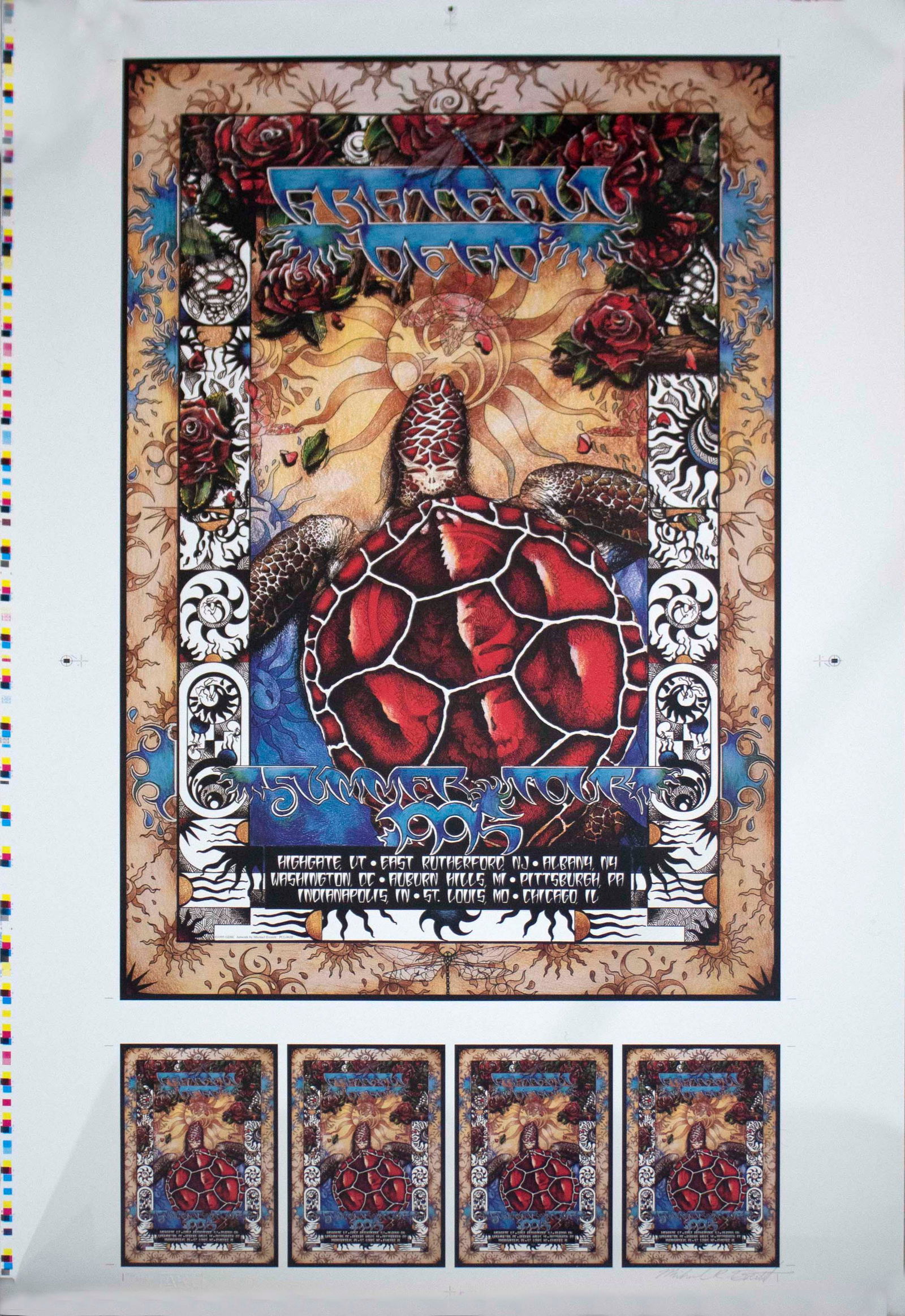 Grateful Dead Turtle Signed Michael R Everitt 1995 Poster Proof (#0220 ...