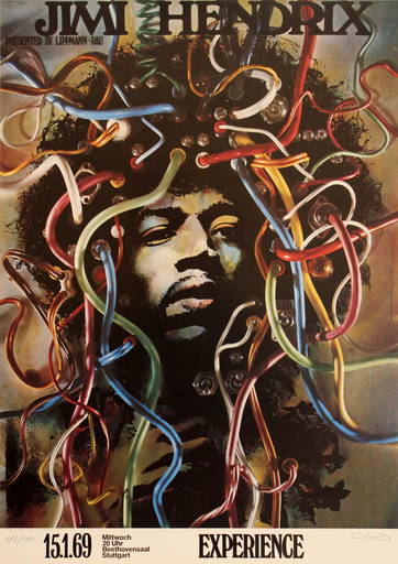 Jimi Hendrix Rare Lithograph Vintage Concert Poster Signed Gunther ...