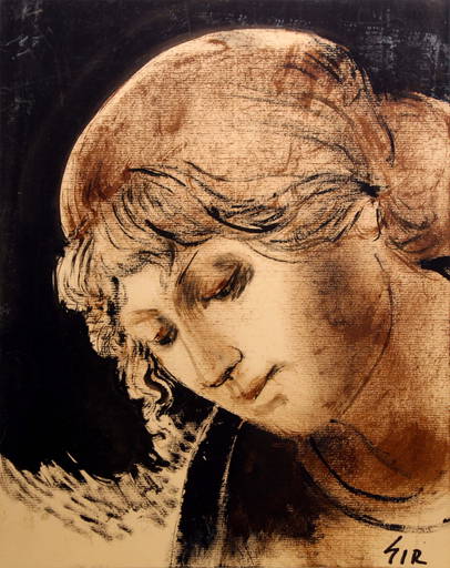 Mario Sironi Signed Female Portrait Ink and Gauche Drawing on Paper ...