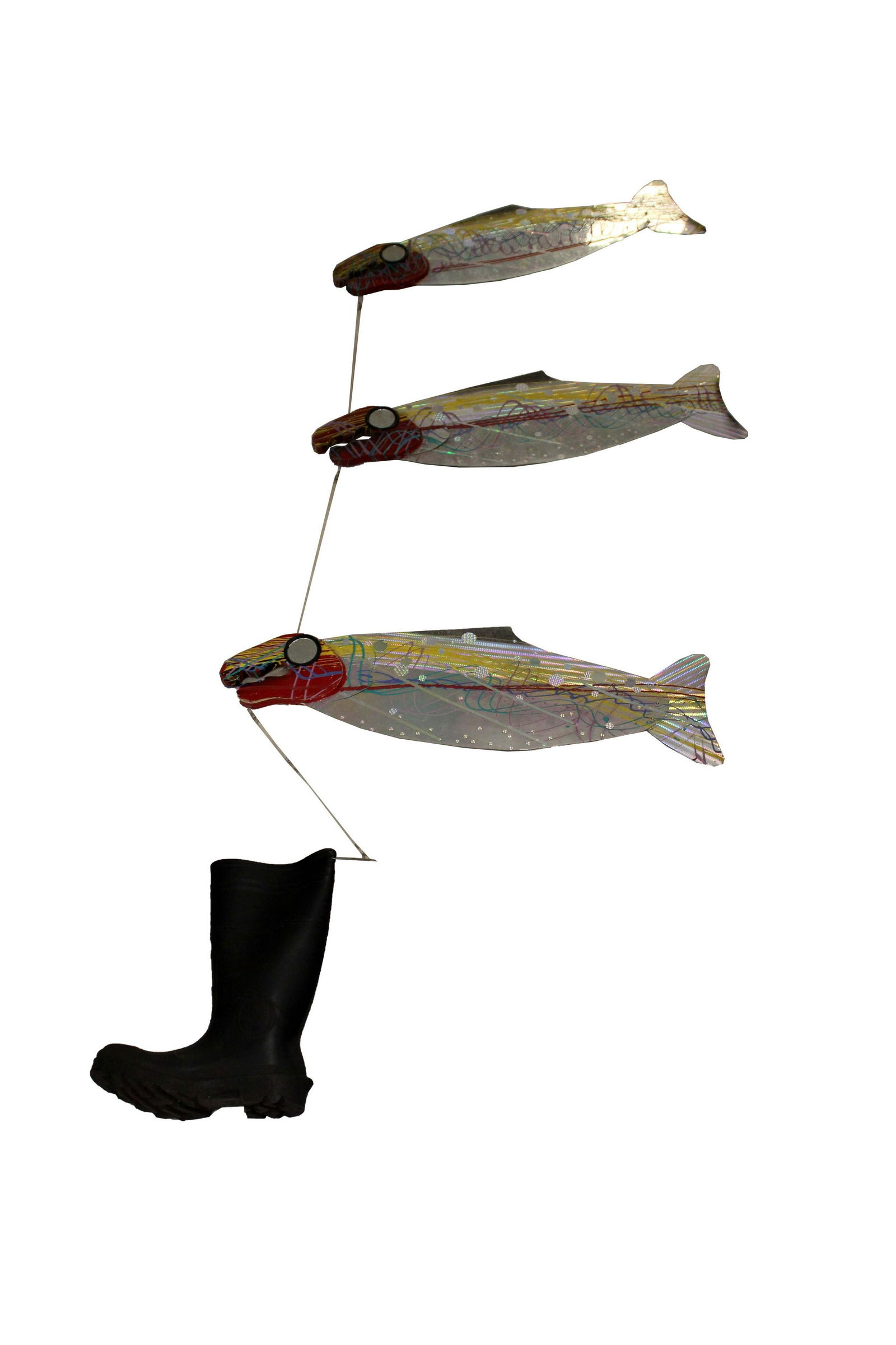 Buster Simpson Salmon Ta Boot Hanging Windvane Folk Art Sculpture 1986