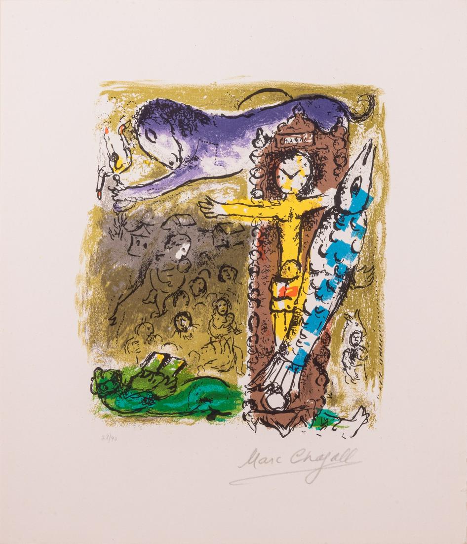 Marc Chagall Le Christ A I’horloge Paris Signed Modern Lithograph On ...
