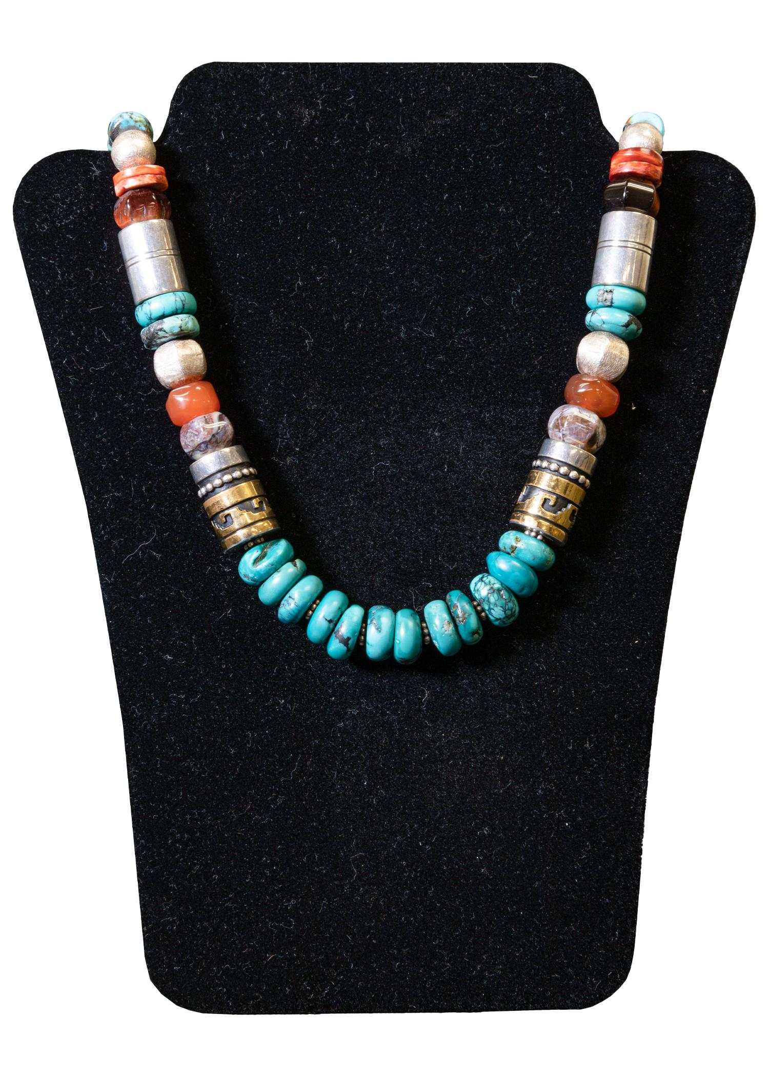 Tommy Singer Goldcraft Navajo Turquoise, Coral & Stone Single Strand ...
