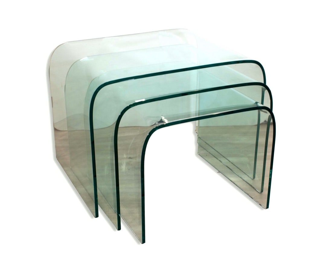 Contemporary Modern Set Of 3x Angelo Cortesi Fiam Waterfall Glass ...