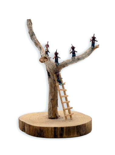 Traditional Native Hopi Mudhead Kachinas Ceremonial Tree Sculpture On ...