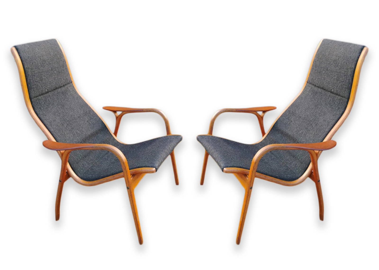 Yngve Ekstrom Pair Of Vintage Teak Lamino Chairs By With Original Tags ...
