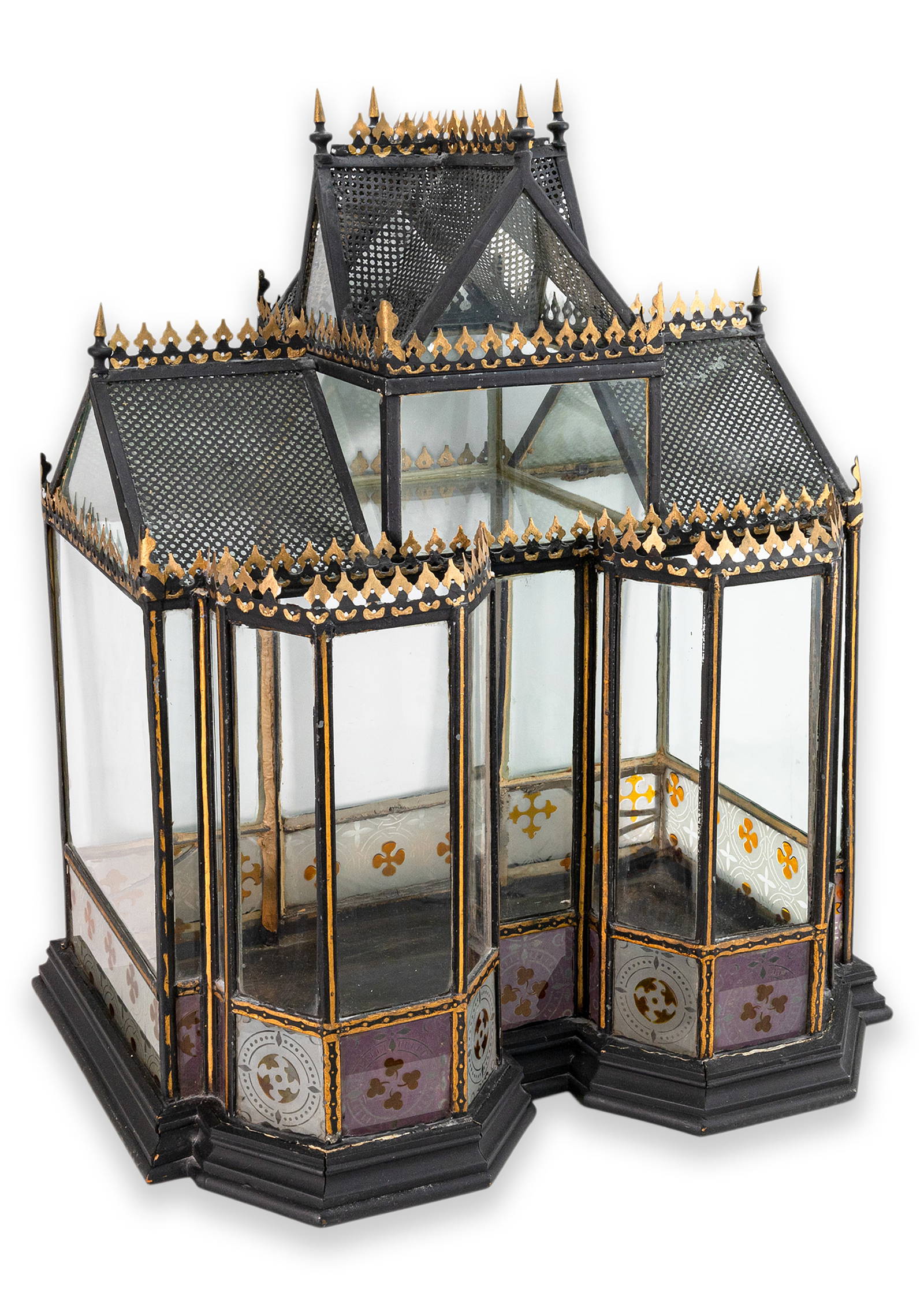 Antique English Victorian Terrarium Gothic Revival Style Tin And Glass ...