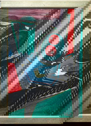 Harold Cohn Cubist Still Life With Artist’s Pipe Signed Modernist Oil ...