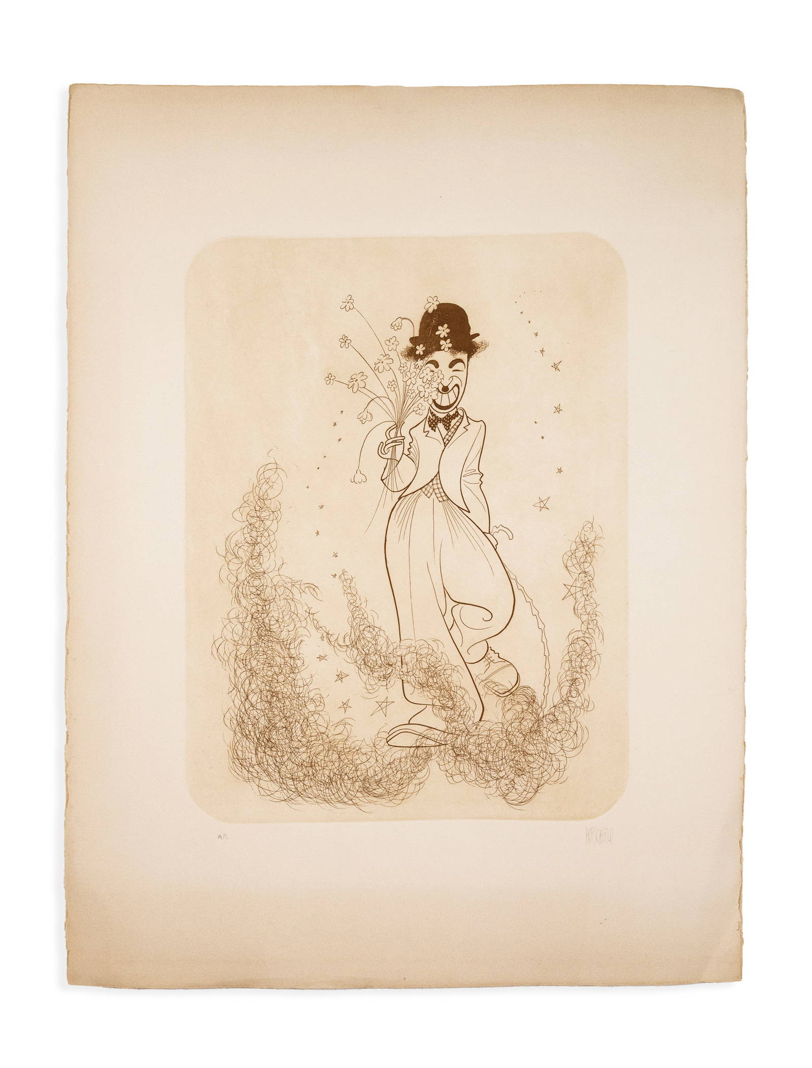 Al Hirschfeld Charlie Chaplin Signed Modern Illustrative Lithograph A.p ...