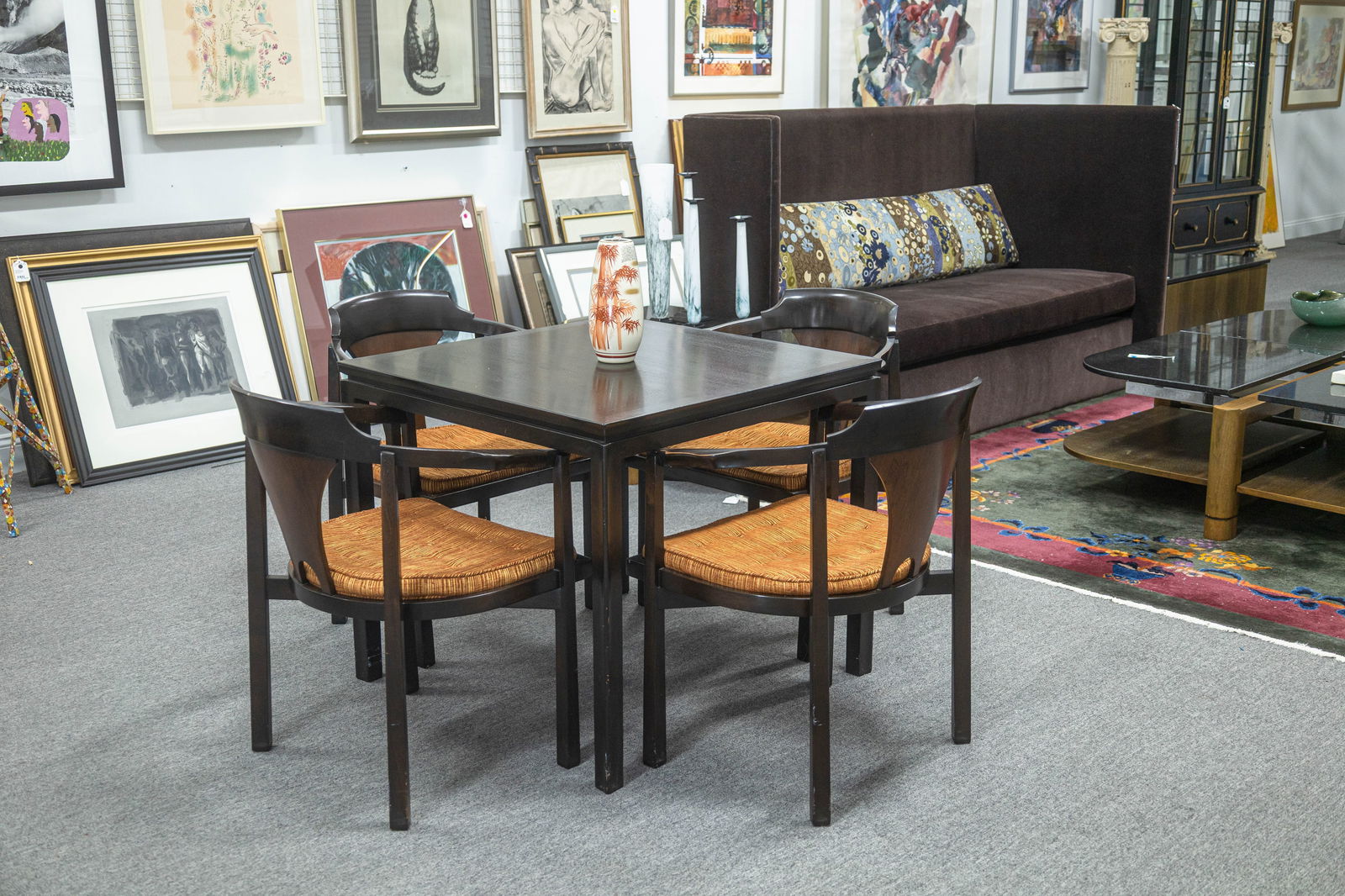 Edward Wormley For Dunbar Set Of 4 Model 935 Horseshoe Chairs & Game ...