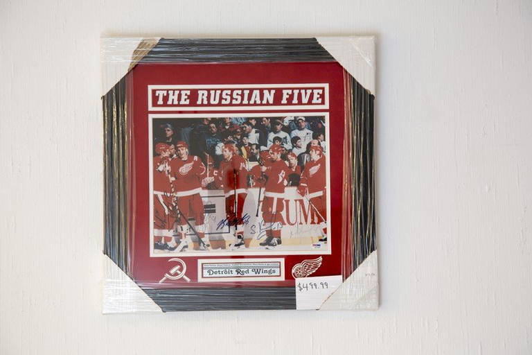 Russian Five Autographed Detroit Red Wings Framed Photo