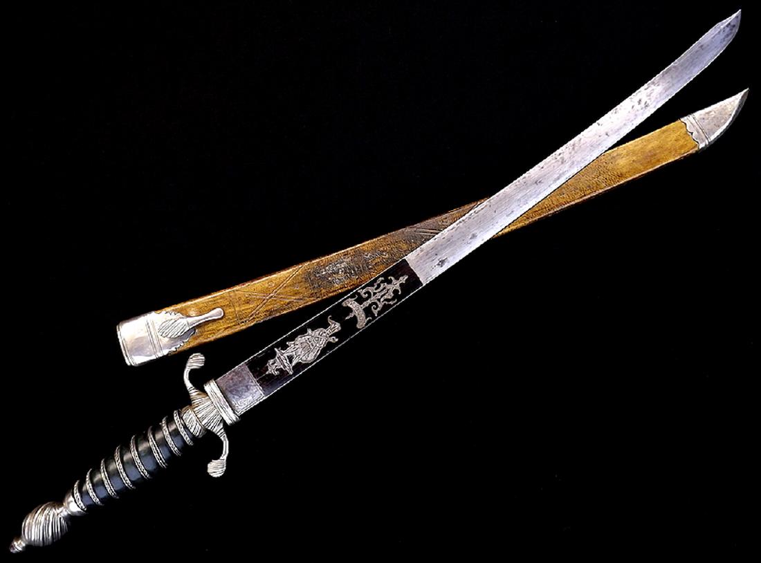Fine Silver Mounted 18th C. "Cuttoe" Hunting Sword,
