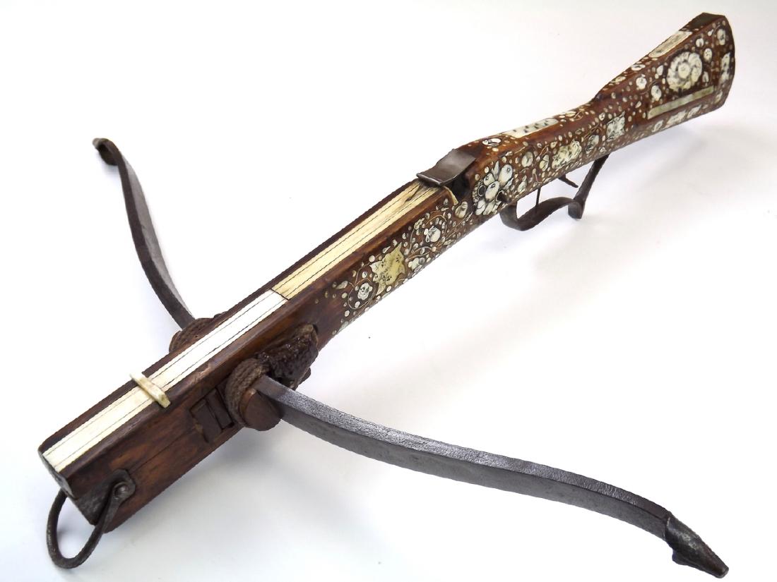 17th - 18th C. Large German Bone Inlaid Crossbow