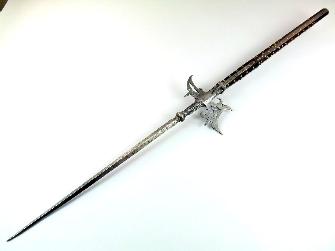 Rare 16th-17th C. Italian Halberd Polearm, Museum