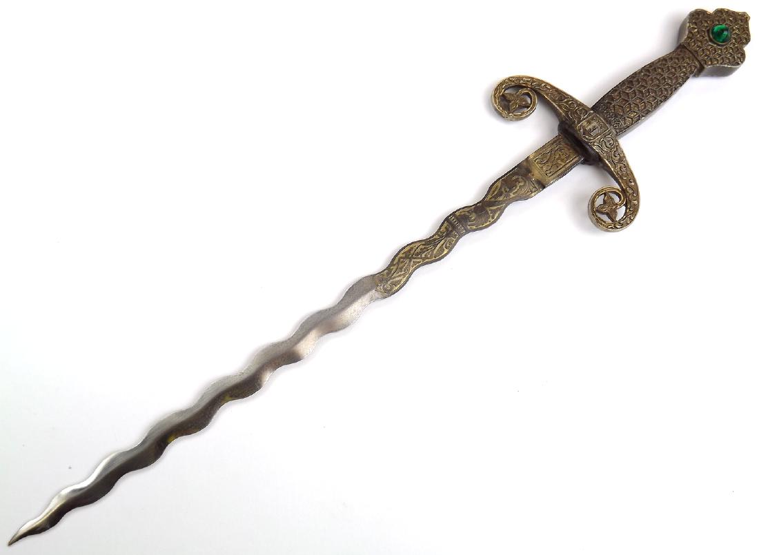 19th C. Spanish Toledo Gold Gilt Dagger in Renaissance
