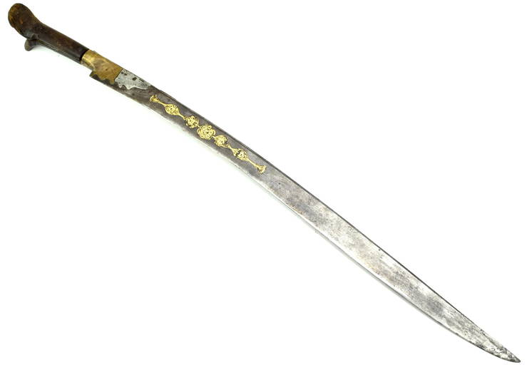 Early Islamic Ottoman Turkish Yatagan Sword With Gold