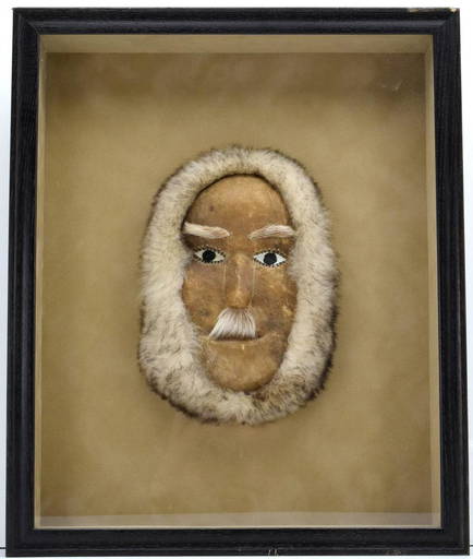 Alaska Native Handmade Mask Leather Handcrafted Eskimo