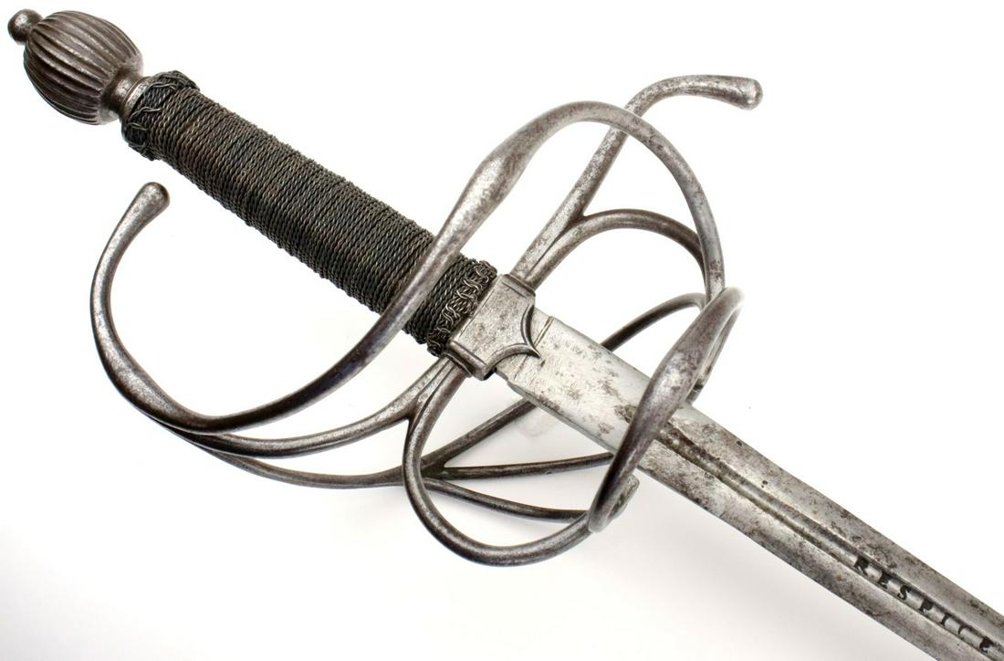 Very Nice 17th C. Spanish Or Italian Swept Hilt Rapier