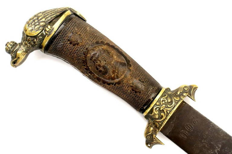 Rare 19th C. Mexican Machete Sword With Carved