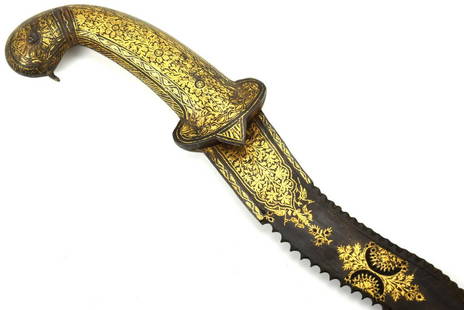 Rare 18th 19th C. Mogul Indian Khanda Sword With