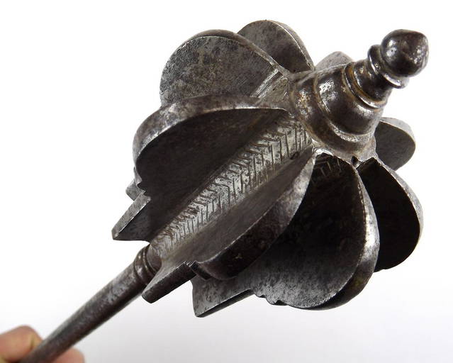 Very Good 17th C. All Steel Battle Mace With Really Strong Thick ...