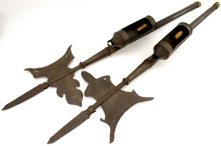 Interesting Pair Of Early Swiss Or German Guards Halberds With Candle ...