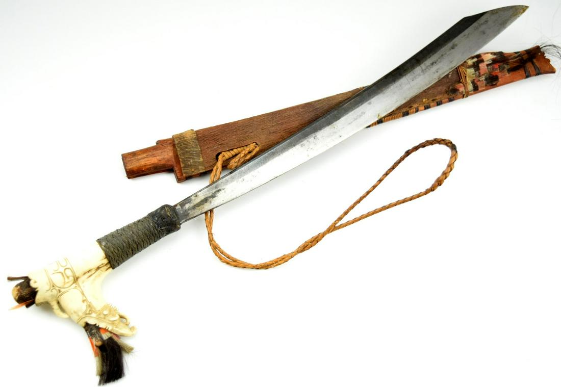 ANTIQUE INDONESIAN TRIBAL MANDAU SWORD ~ USED BY BORNEO DAYAK TRIBE ...