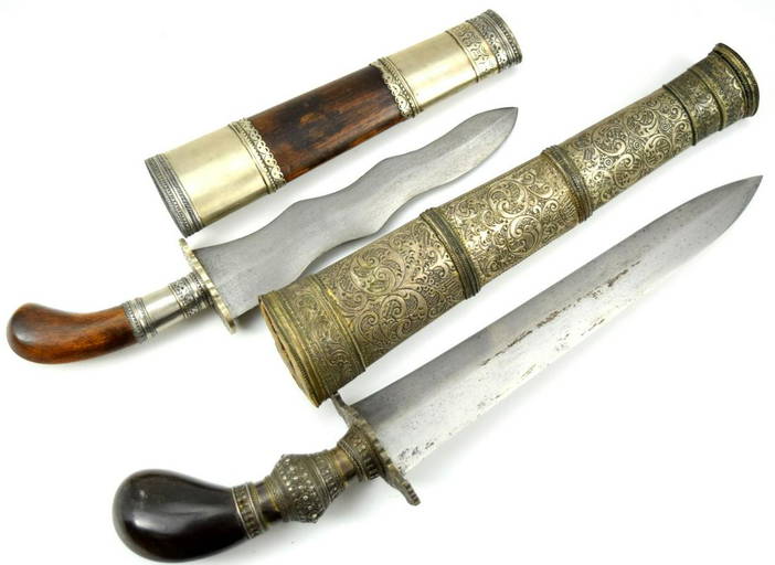 TWO ORNATE PHILIPPINE MORO DAGGER PUNAL (#0117) on Jan 14, 2023 | Sofe ...