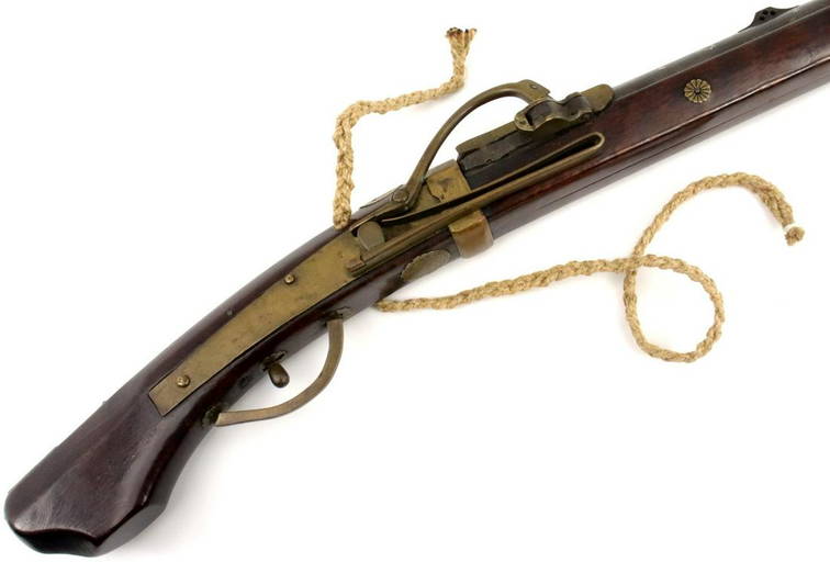 Nice Japanese Samurai TANEGASHIMA Matchlock Rifle with Intricate Silver ...