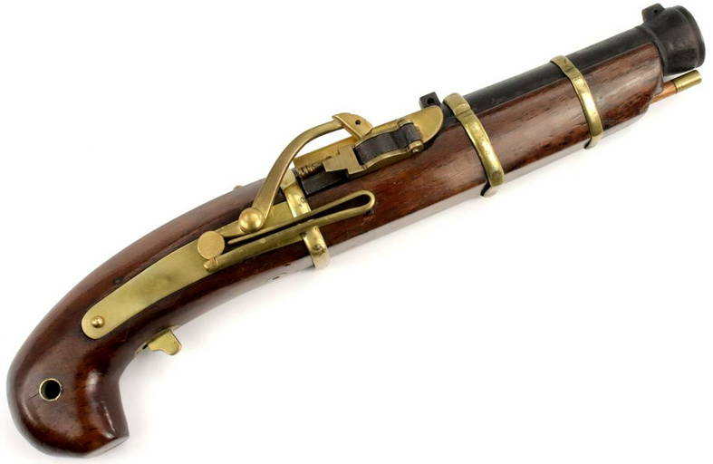 Rare Large Japanese Samurai Matchlock Pistol with Large Silver Inlaid ...