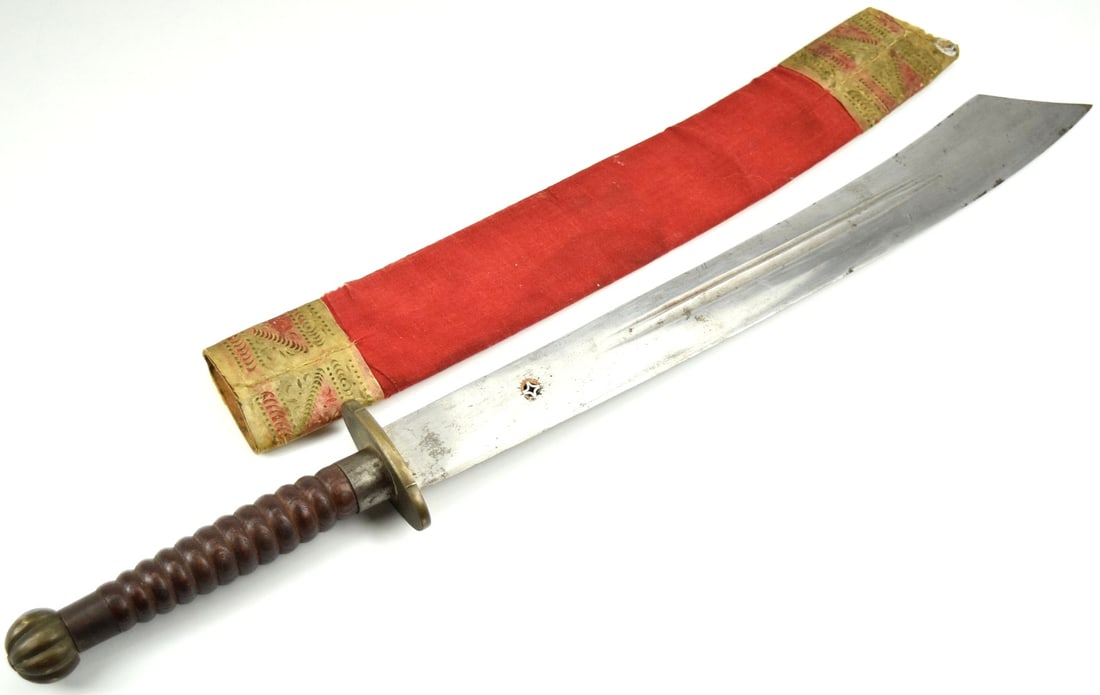 Old Chinese Military Dadao Dao Sword With Scabard Auction
