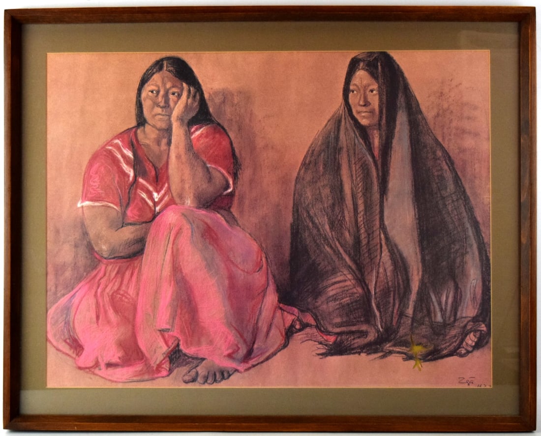 Francisco Zuniga Seated Figures 1972 Lithograph Auction