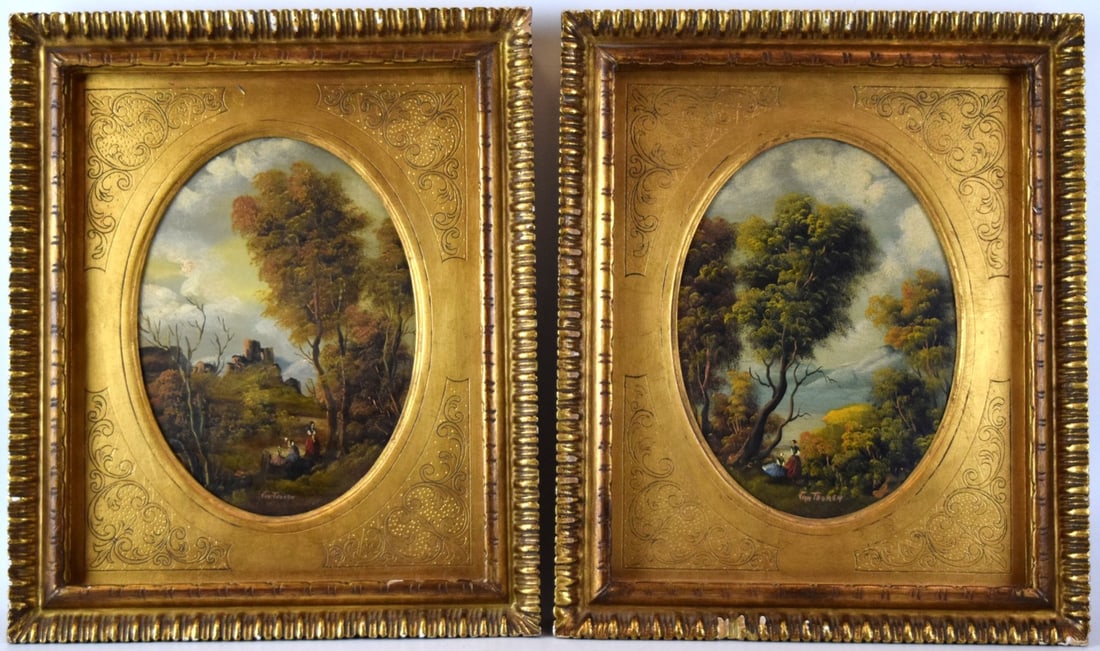 Otto Ritter Von Thoren Pair Antique Oil Paintings Auction