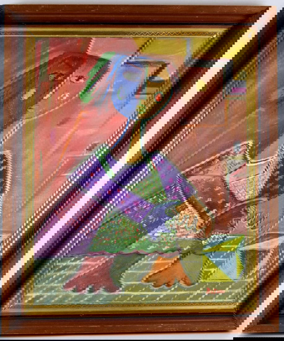 Attributed To Angel Botello Abstract Oil On Board Auction