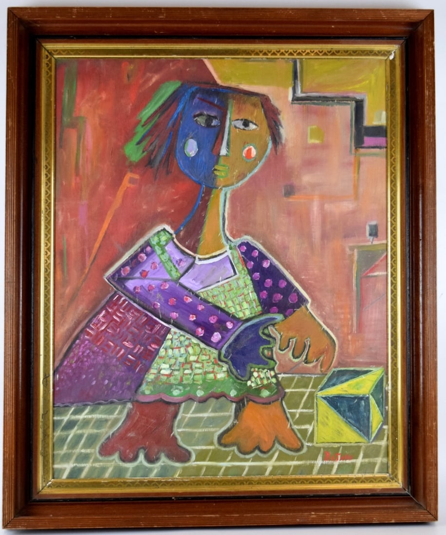 Attributed To Angel Botello Abstract Oil On Board Auction