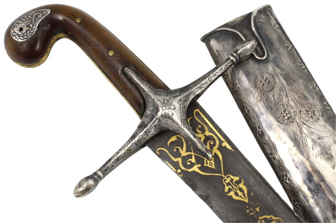Fine 18th C. Ottoman Turkish Pala Kilij Sword With Gold Inlaid Wootz ...