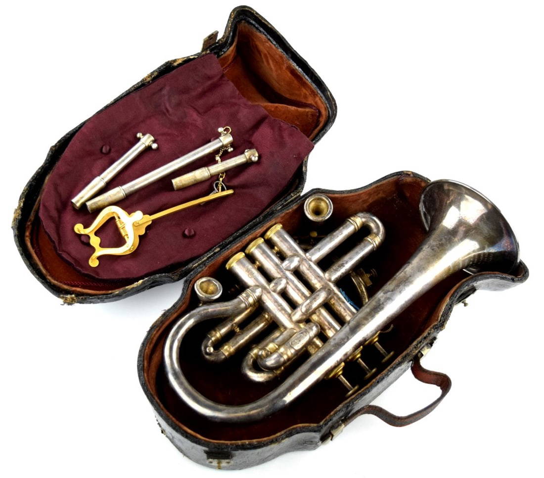 Antique French Cornet With Case Auction