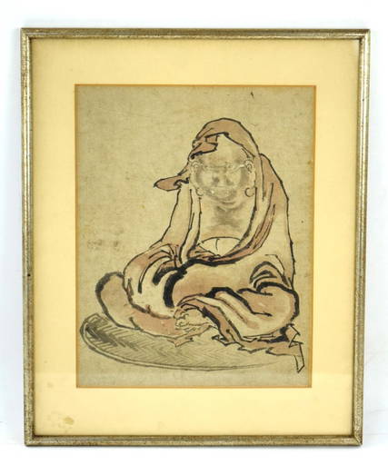 Antique Japanese Woodblock Print Of Bodhidharma, The Monk Who ...
