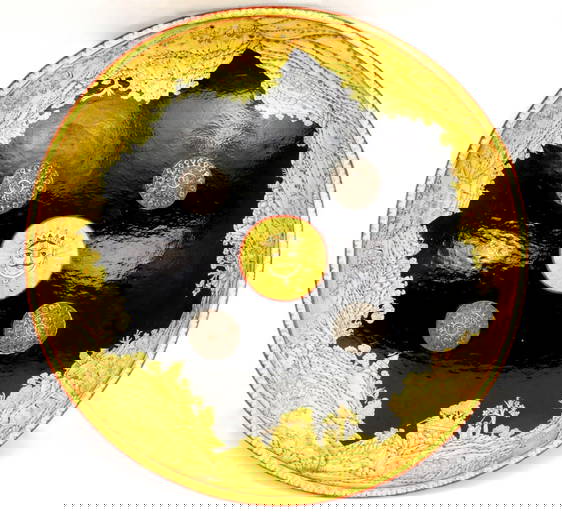 Spectacular Huge Mughal Indian Painted Hide Dhal Shield With Hunting ...