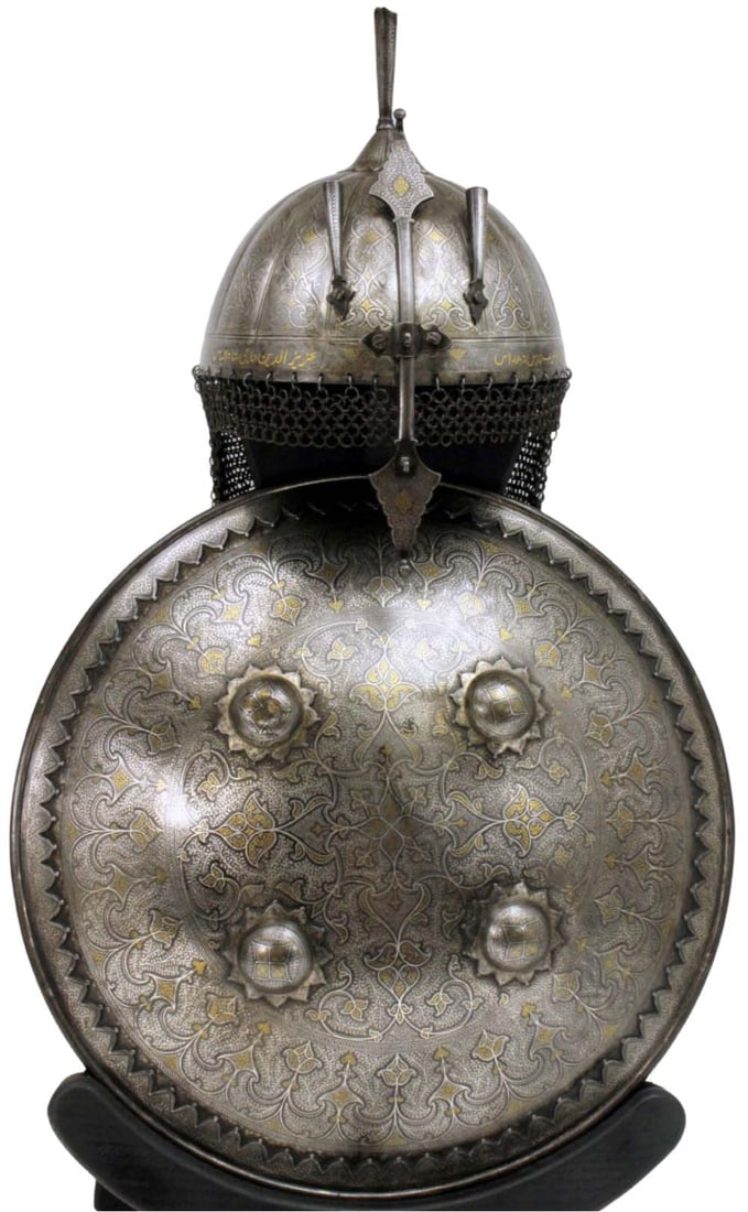 Very Attractive 19th C. Mughal Indian Warrior's Set Of Dhal Shield ...