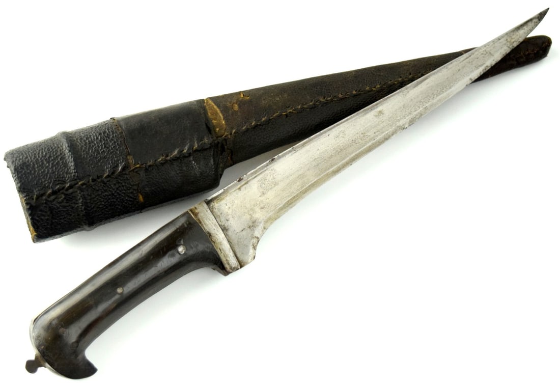 Large 19th C. Afghan Afghanistan Persh-kabz Dagger With Horn Grips ...