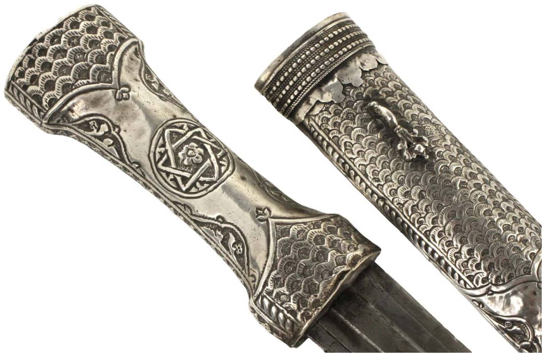 Fine 19th C. Ottoman Turkish Khanjar Dagger In Ornate Hallmarked Silver ...