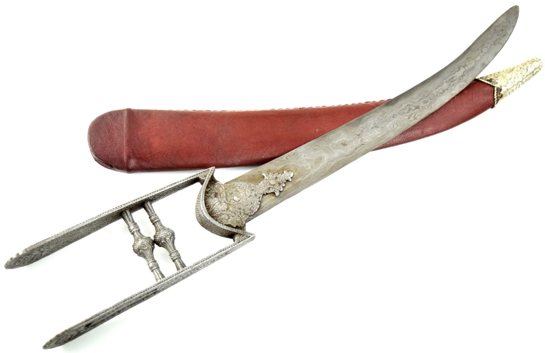 Unusual 19th C. Mughal Indian Large Katar Dagger With Fine Chiseled ...