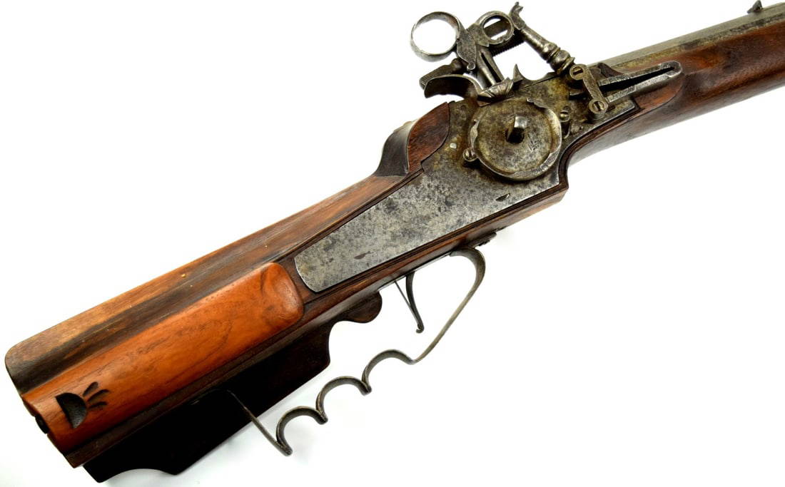 Good 17th C. German Military Wheellock Rifle Musket, Large Steel Lock ...