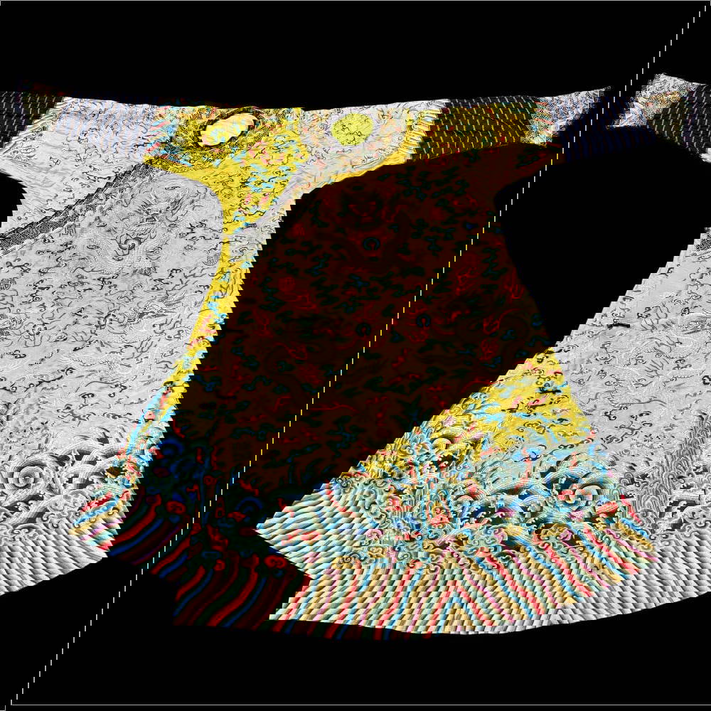 Rare Qing Dynasty Chinese Remarkable Twelve-symbol Dragon Silk ...