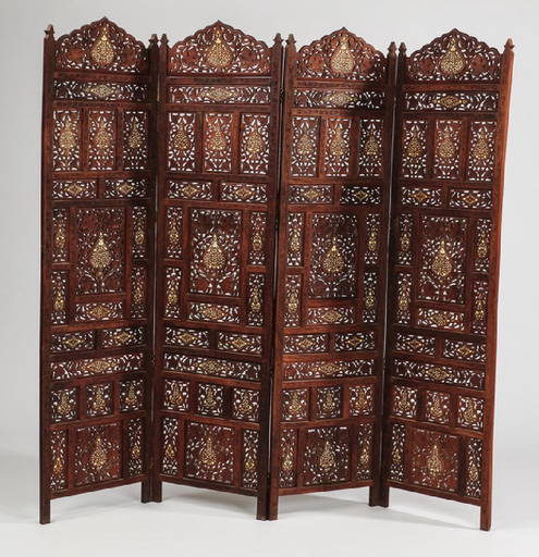 Indian Jali Four Panel Floor Screen, 80"l
