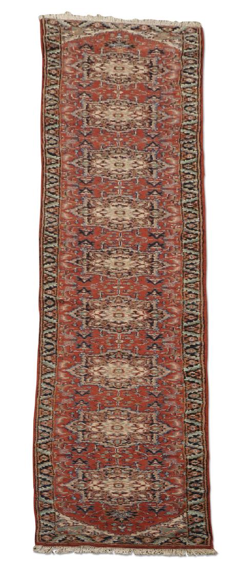 Hand knotted Sino-Heriz wool runner, 12' x 2.5'