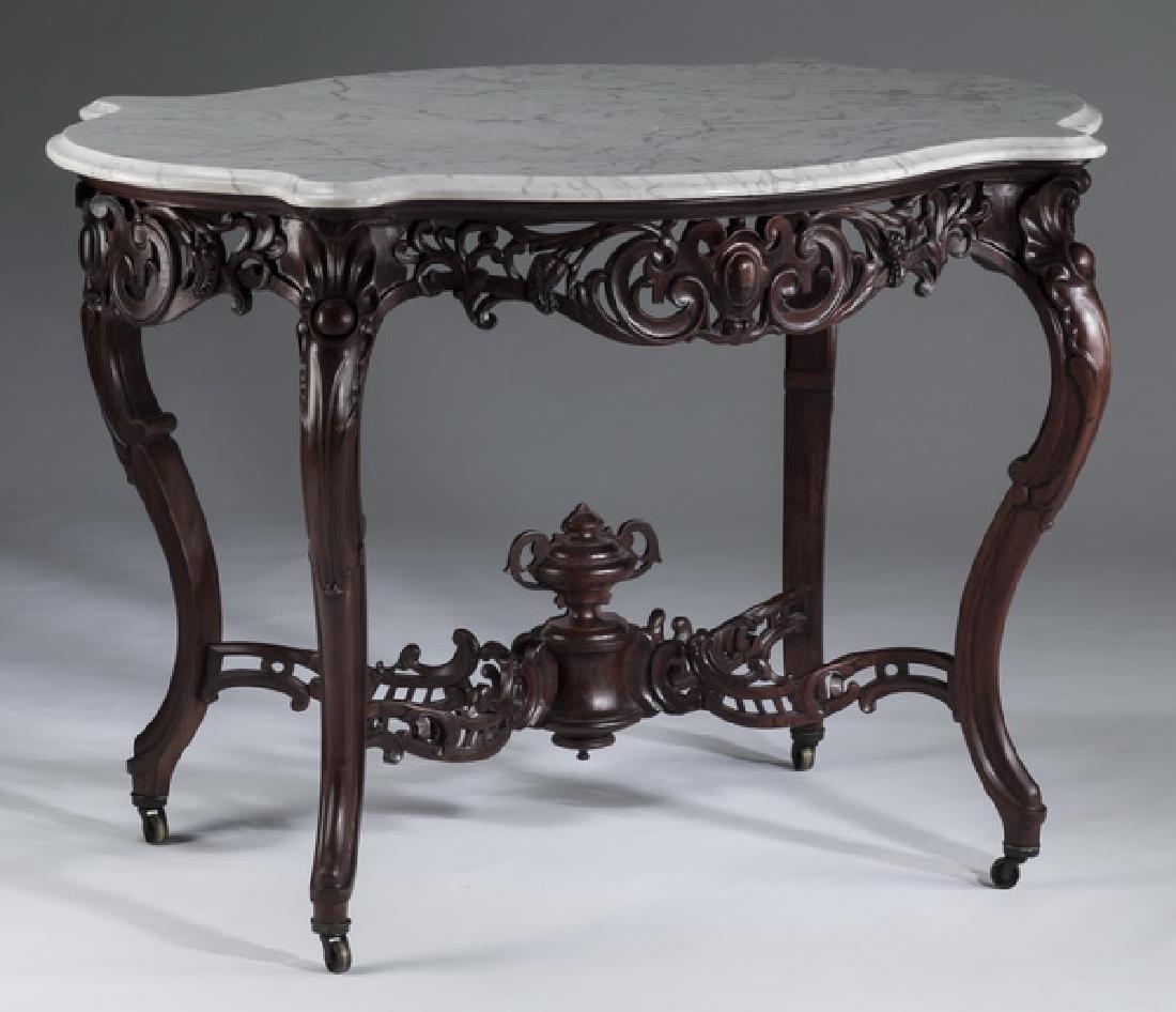 19th c. marble top table attributed to Belter